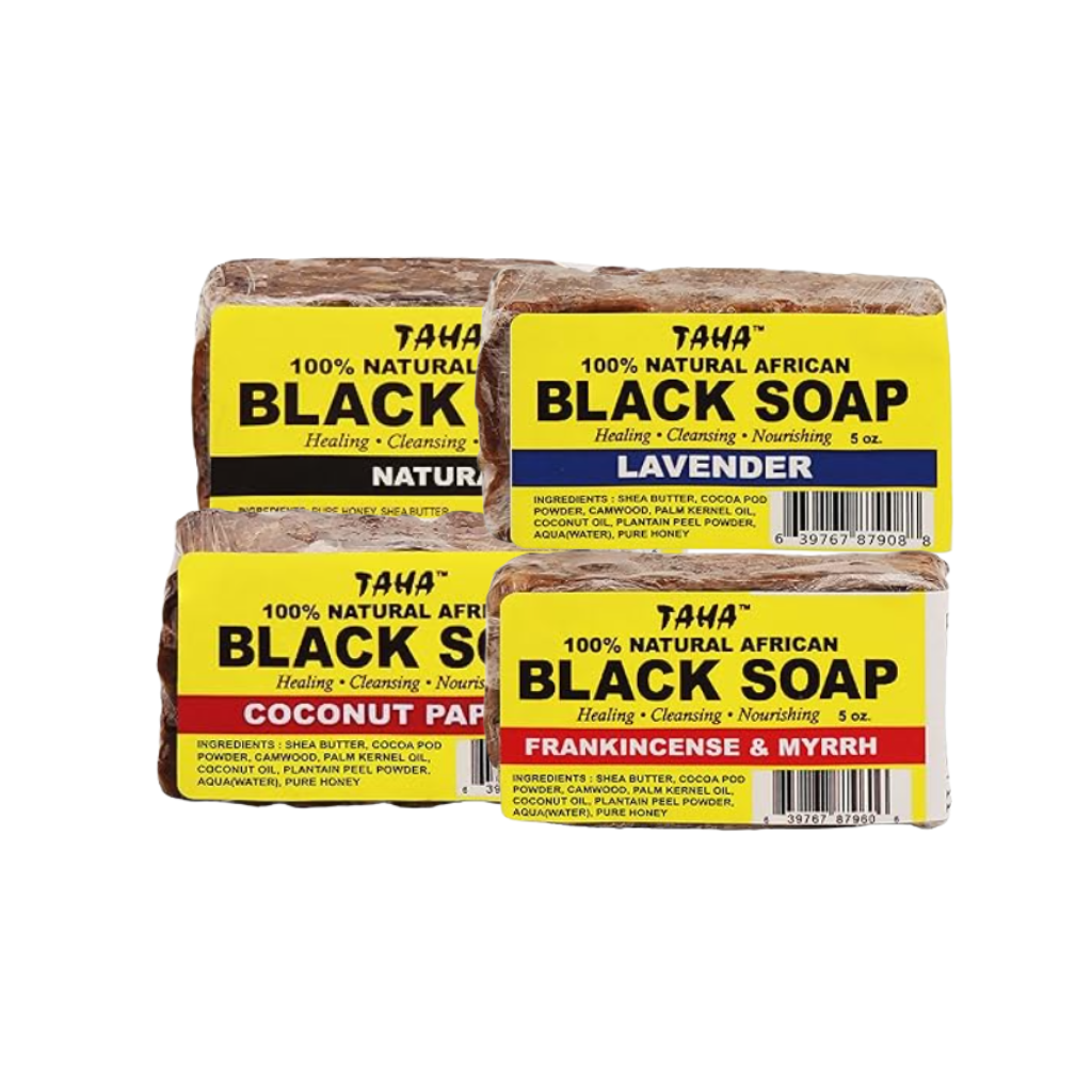 TAHA 100% Natural African Black Soap 5 oz– BRAID BEAUTY