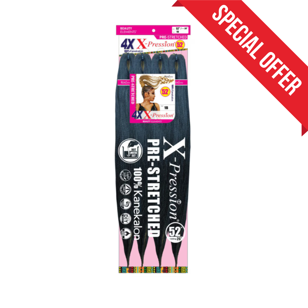 Beauty Elements 4X X-Expression 52" 100% Kanekalon Pre-Stretched ...